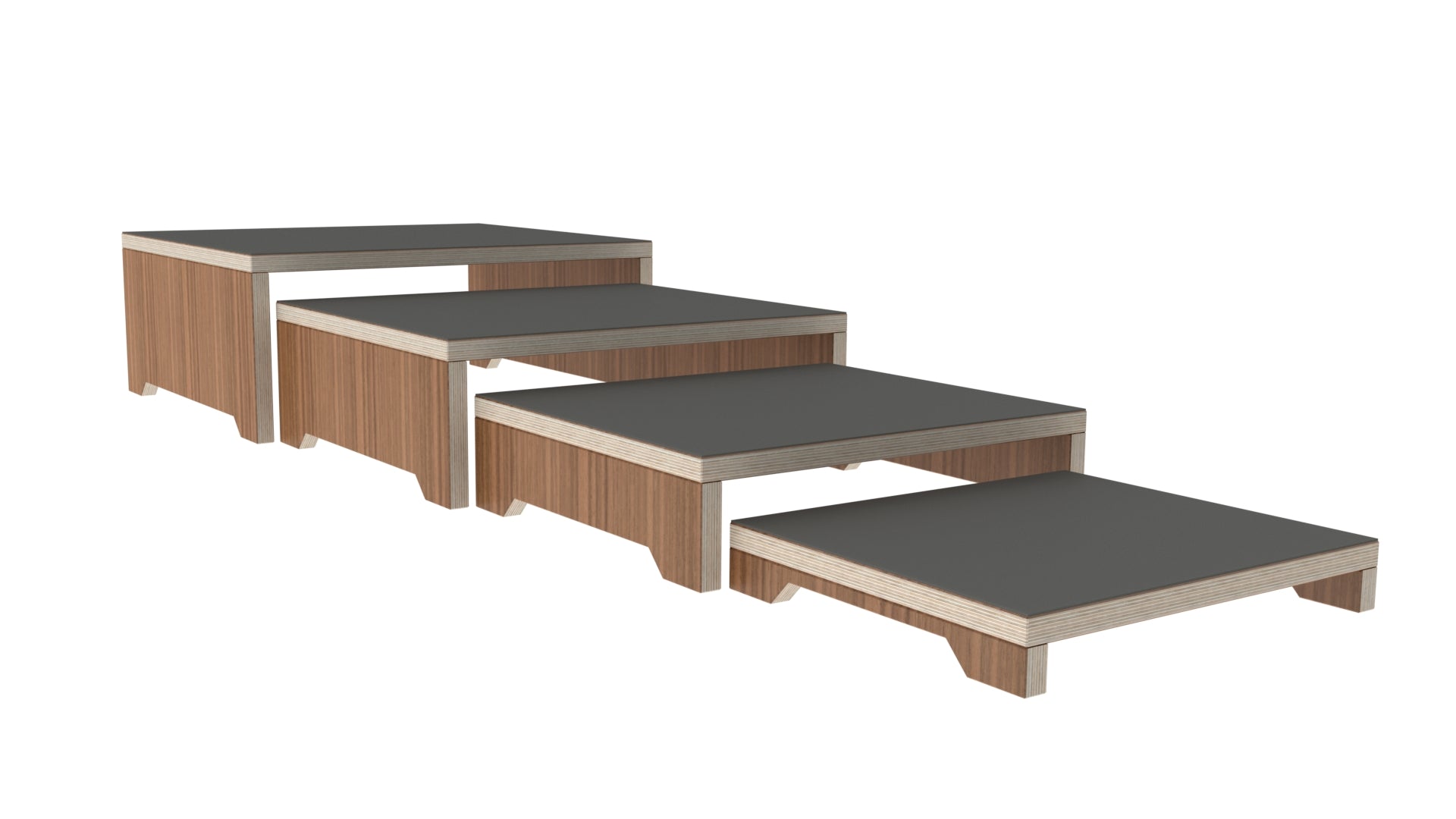 Conjunto degraus em madeira